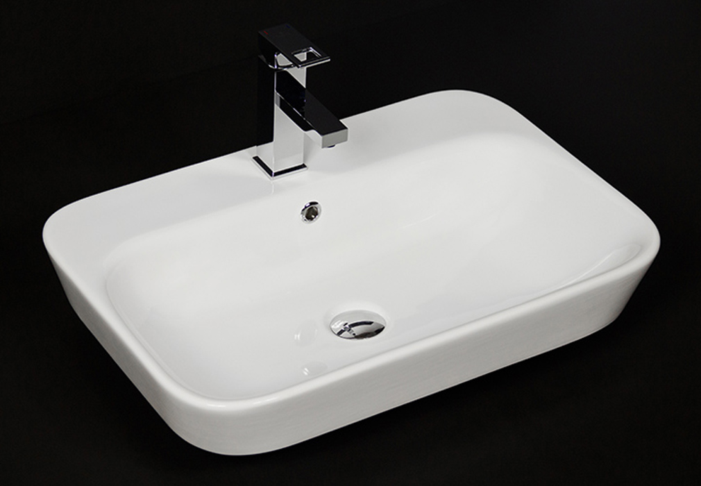 Keramik-Aufsatzwaschtisch BALI , B 65 H 10 T 45 cm, weiß | Quentis ...