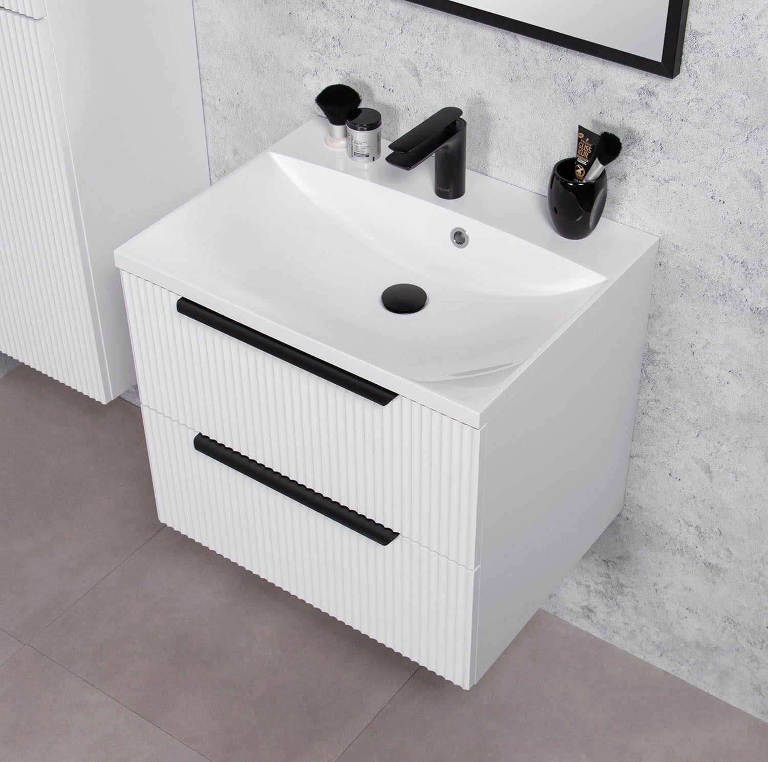 Quentis Badmoebel SYDNEY 60 cm weiß matt Waschtisch mit Unterschrank ...