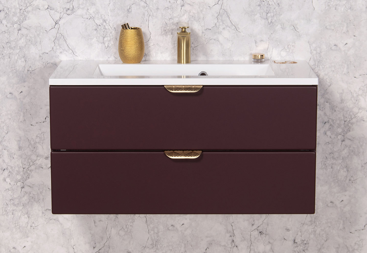 Quentis Badmöbel Magnolia 80 cm Waschbecken mit Unterschrank dunkelrot ...